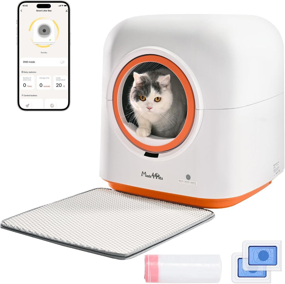 60L Automatic Cat Litter Box, Smart App Control, Deodorizing, Infrared ...